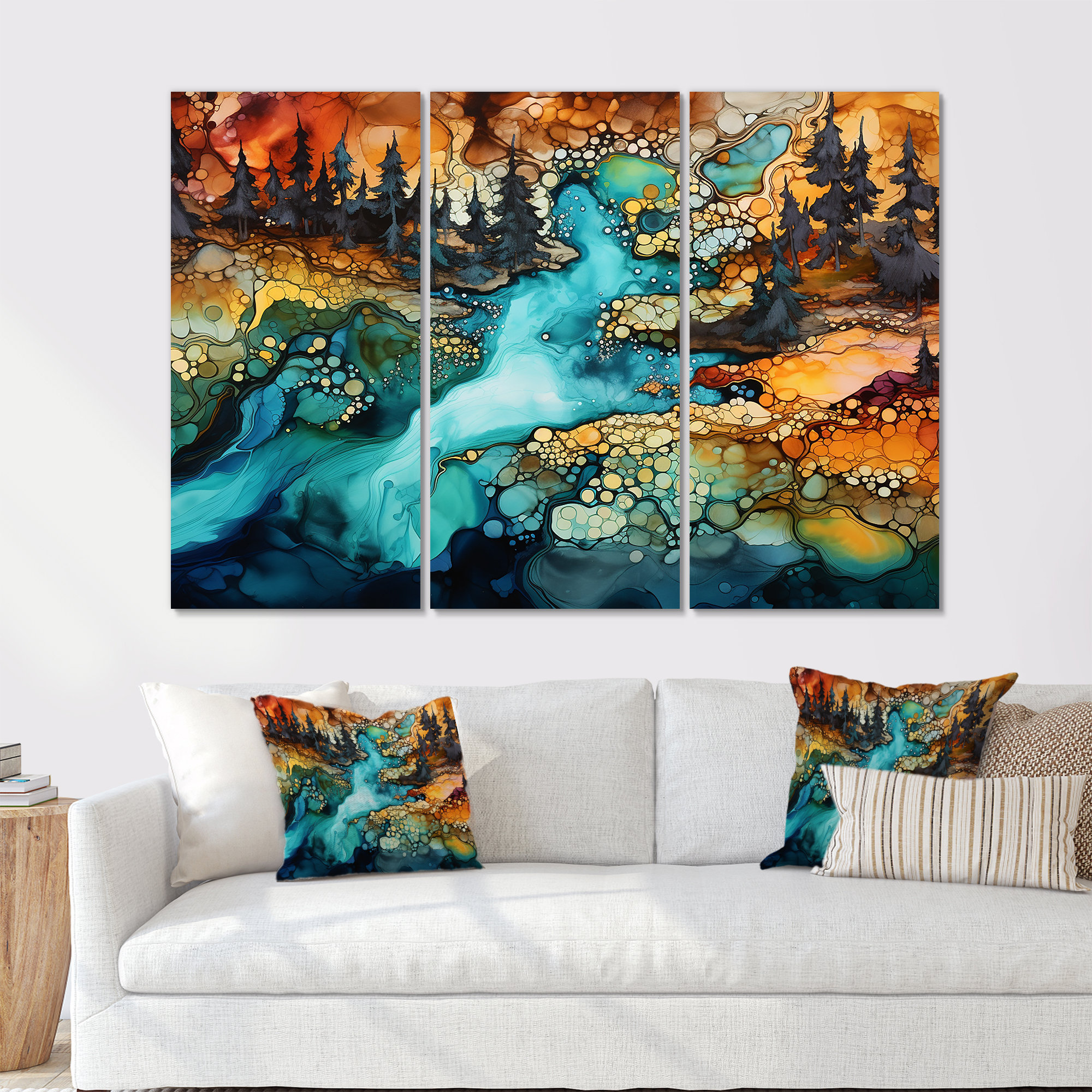 Latitude Run® Dreamscape Lakes Rivers Liquid Ink Landscape I - River ...