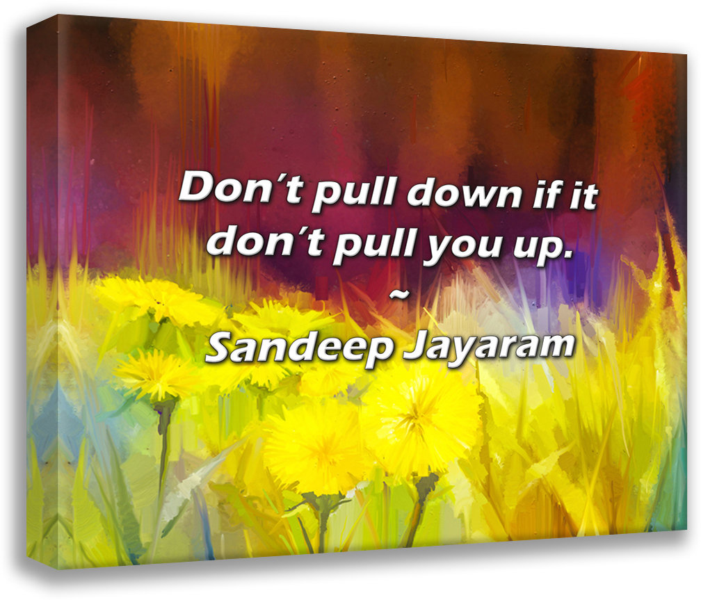 Trinx Sandeep Jayaram Quote: Don’t pull down if it don’t pull you up ...