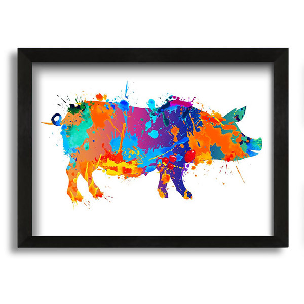 Happy Larry Colour Splash Pig - Picture Frame Painting on Canvas ...