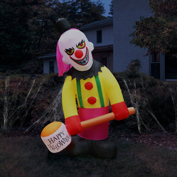 Haunted Hill Farm 8-Ft Tall Clown Blow Up Inflatable Yard Decor with ...