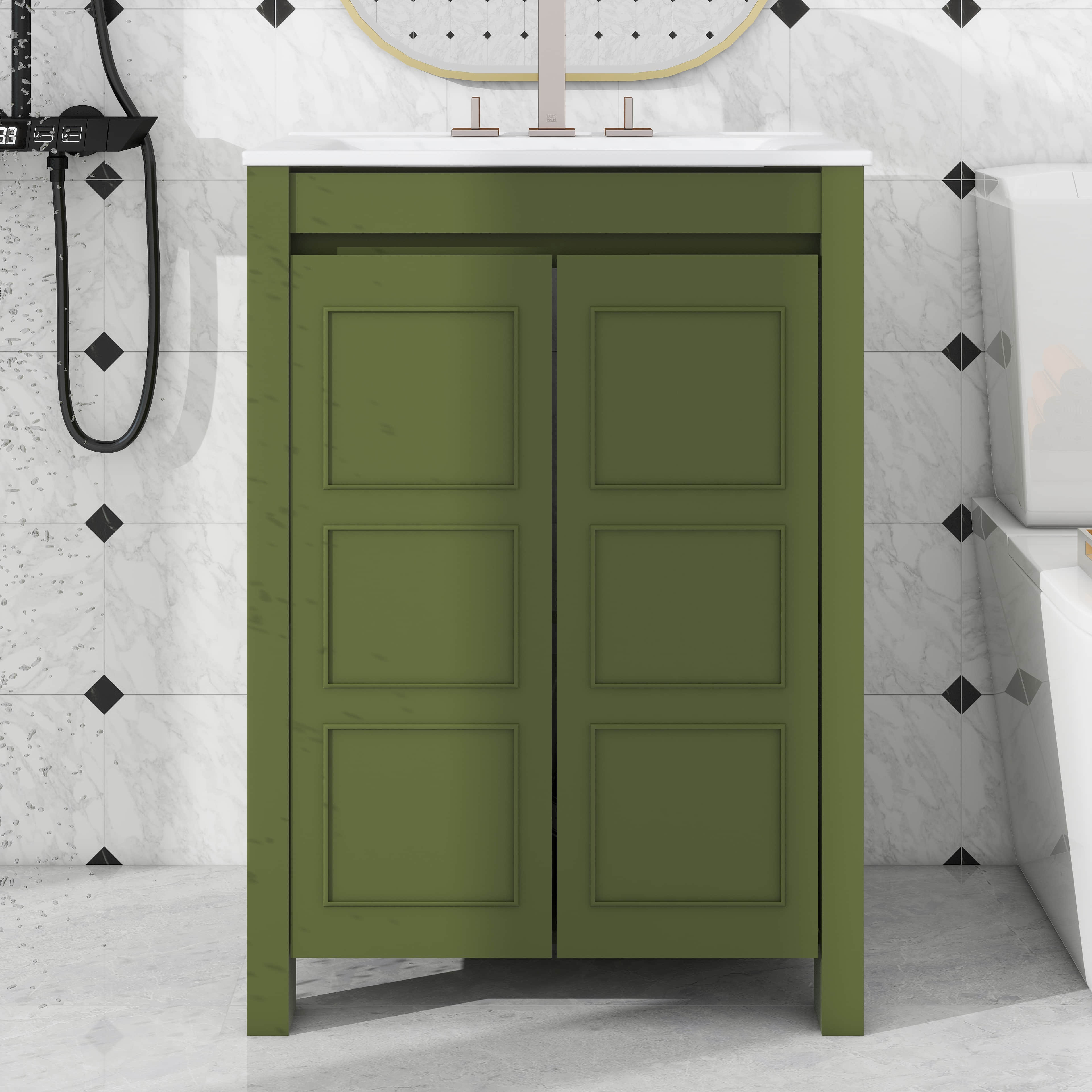 Ebern Designs Classic Elegance Small Bathroom Vanity Set With Ceramic ...