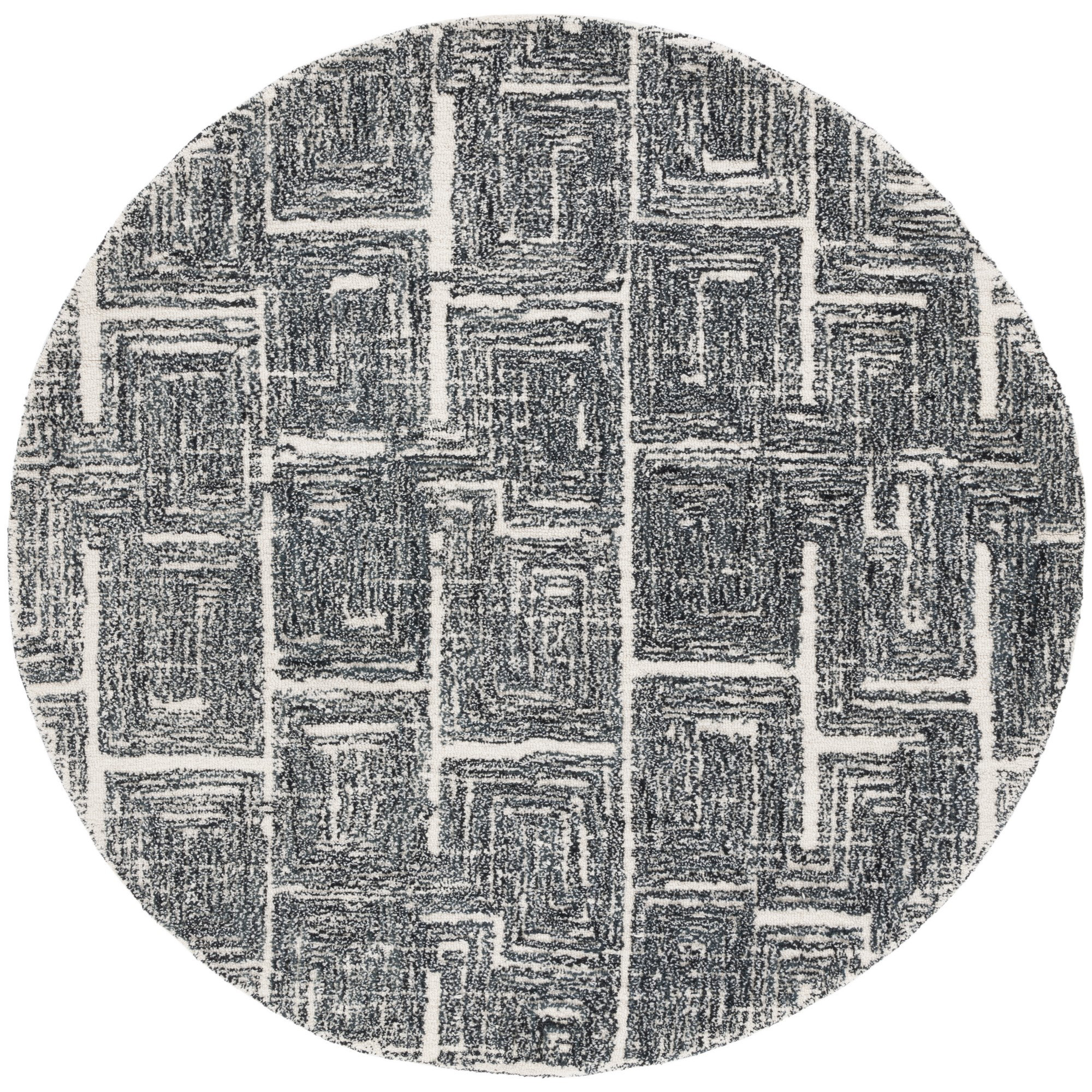 Ivy Bronx Claiborn Hand Tufted Wool/Cotton Abstract Rug in Ivory/Black ...