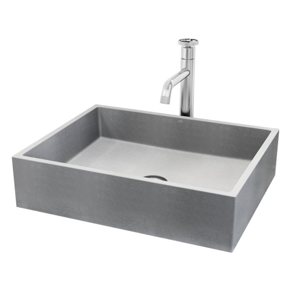 VIGO Coca Gothic 19" L x 15" W x 5" H Rectangular Concrete Vessel ...