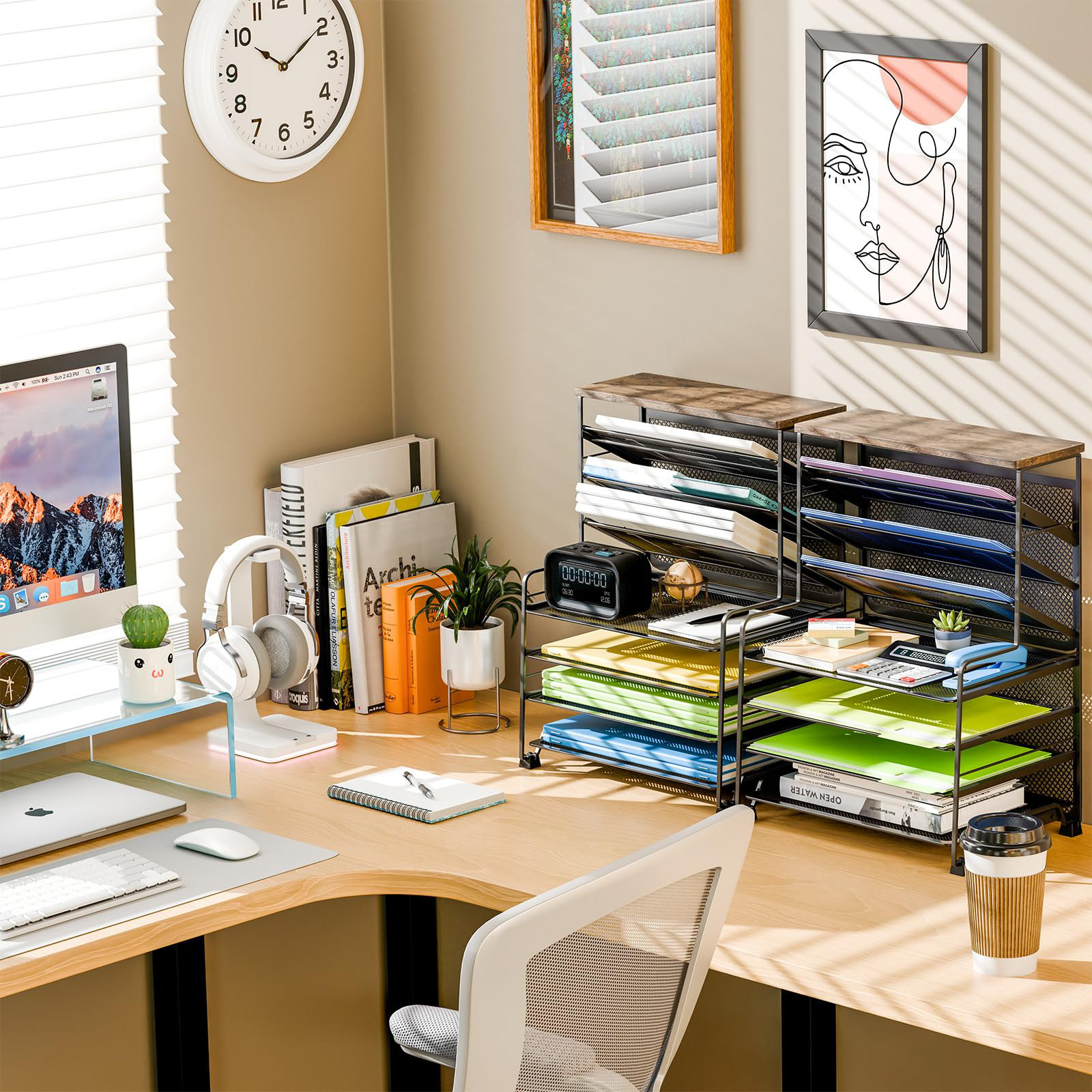 17 Stories Simple Trending 8 Tier Desk File Organizer, 2 Pack Letter ...