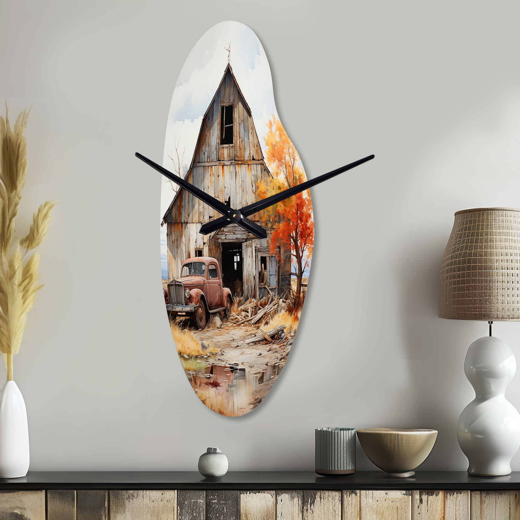 Design Art Barns Rustic Charm IX - Curved Shape Decorative Grey Barns ...