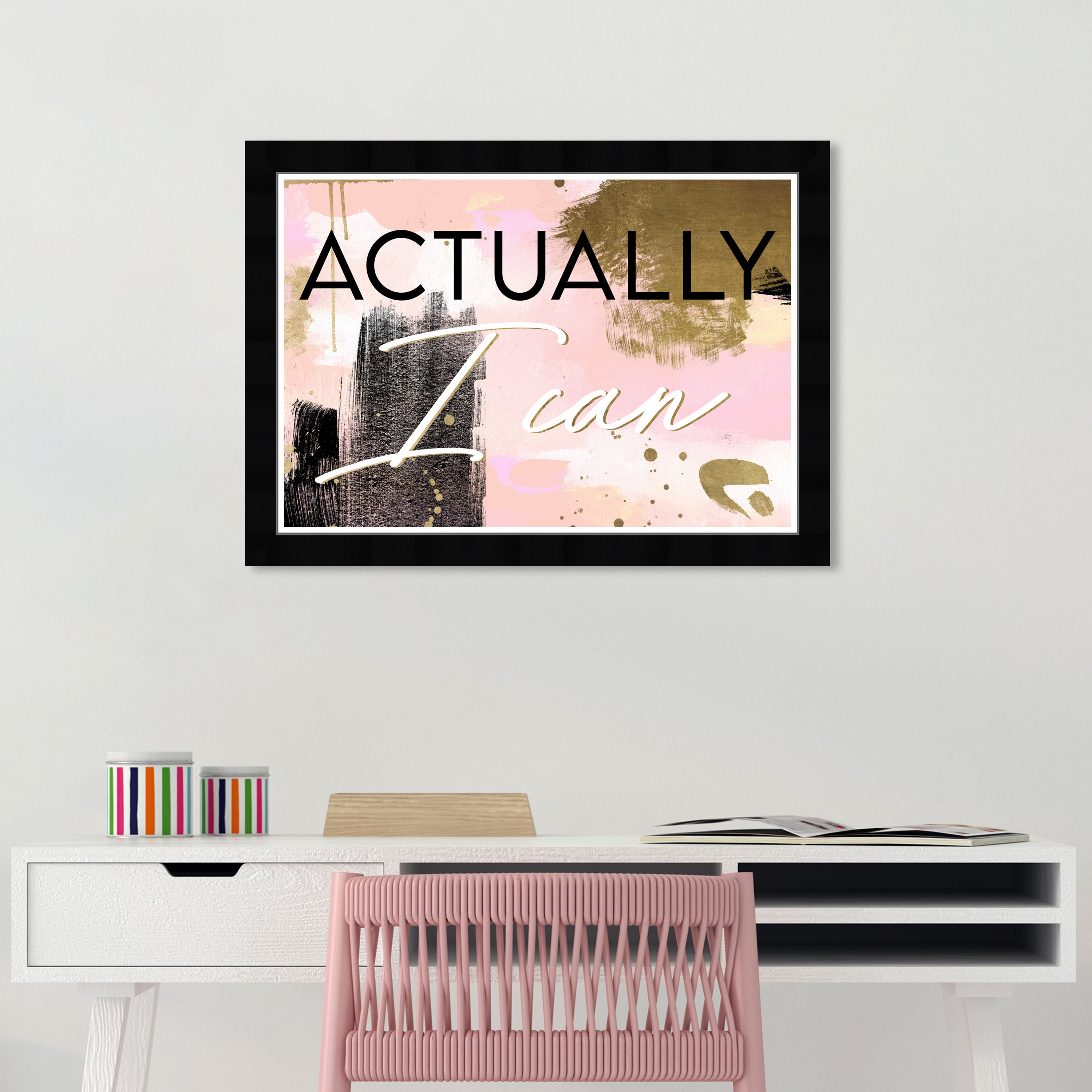 Trinx Typography and Quotes Actually I Can Glam Pink Paper Wall Art ...