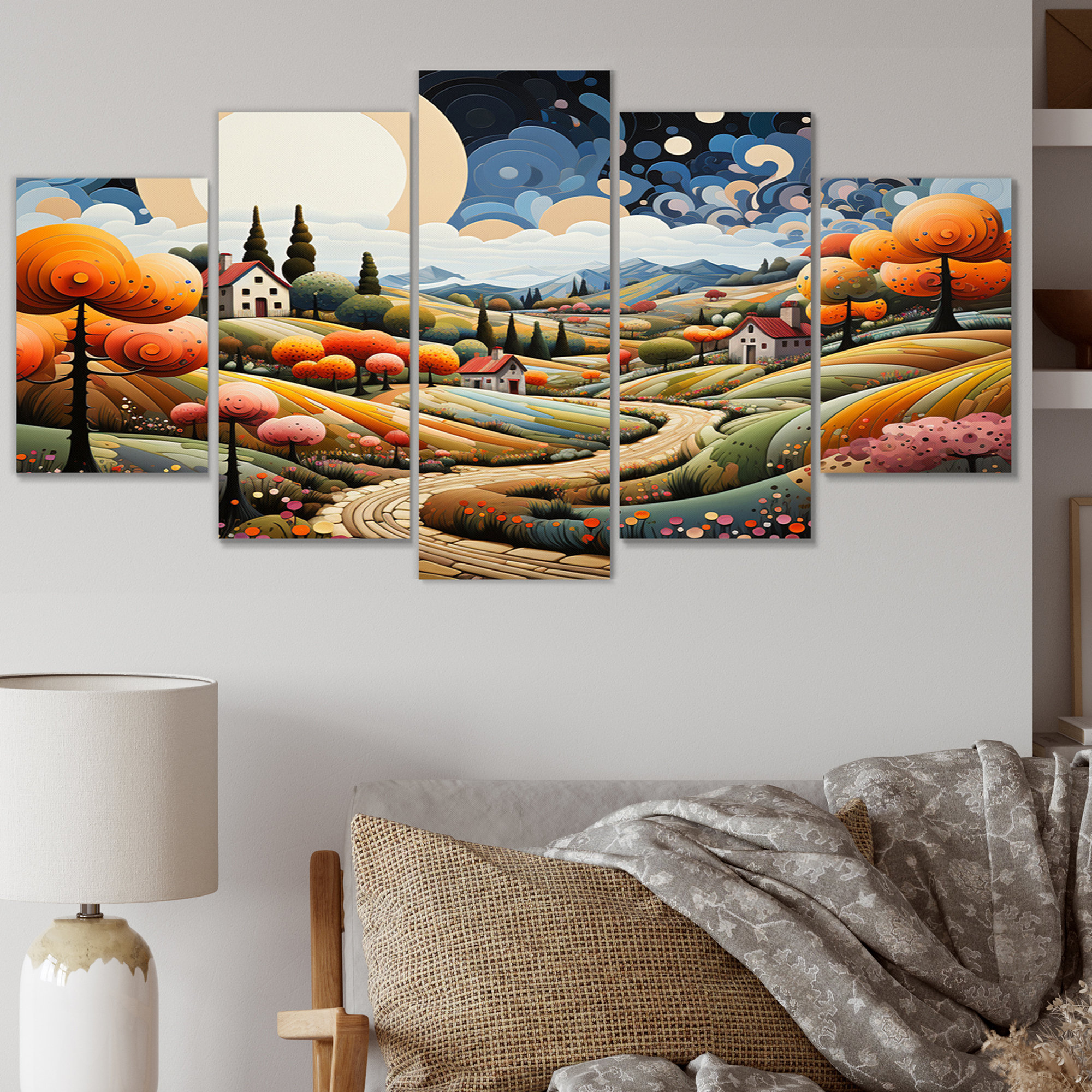 Millwood Pines Farmhouse Farmstead Abstraction Pointillism III - Modern ...