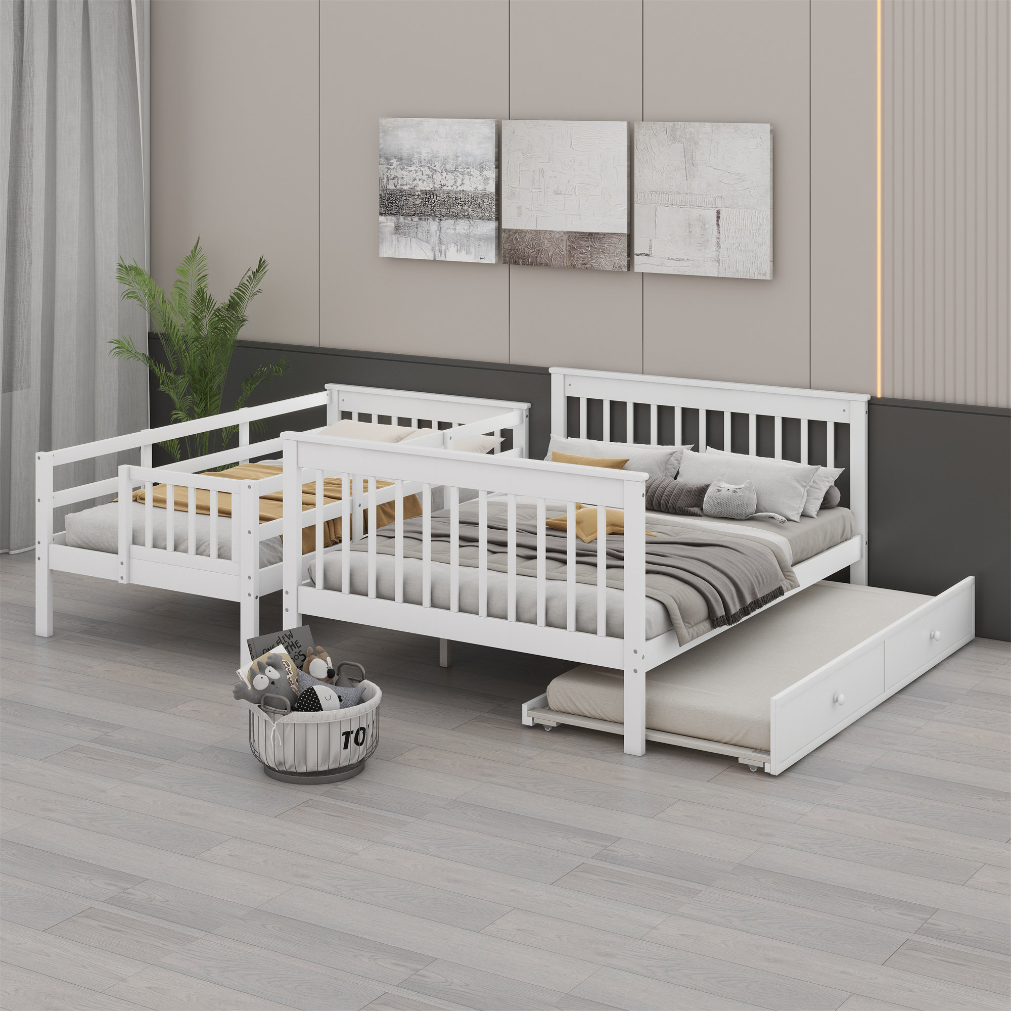 Harriet Bee Imarni Twin over Full Standard Bunk Bed with Bookcase by ...