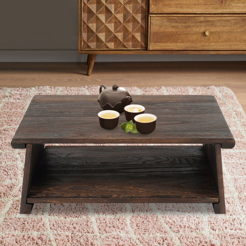 Ebern Designs 19.7" Folding Meditation Table Floor Table Antique Tea ...