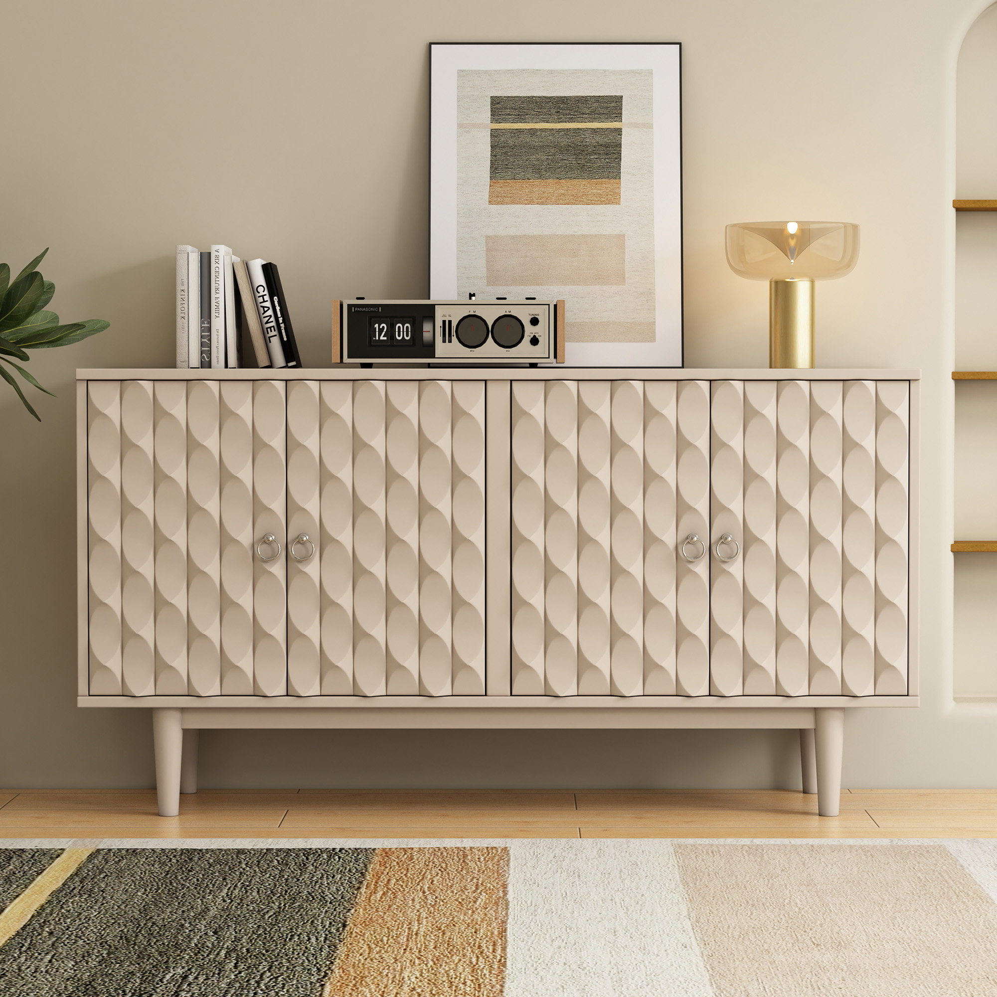 Latitude Run® Modern 4-Door Sideboard With Convex Pattern Doors For ...