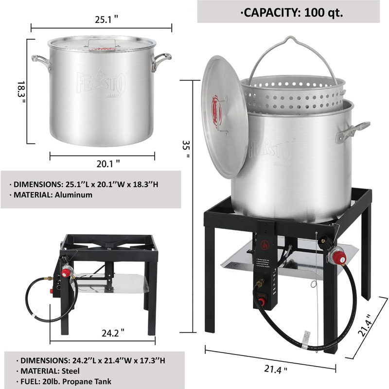 Feasto Outdoor Cooking Series 100 QT Aluminum Propane Single Jet Boil ...