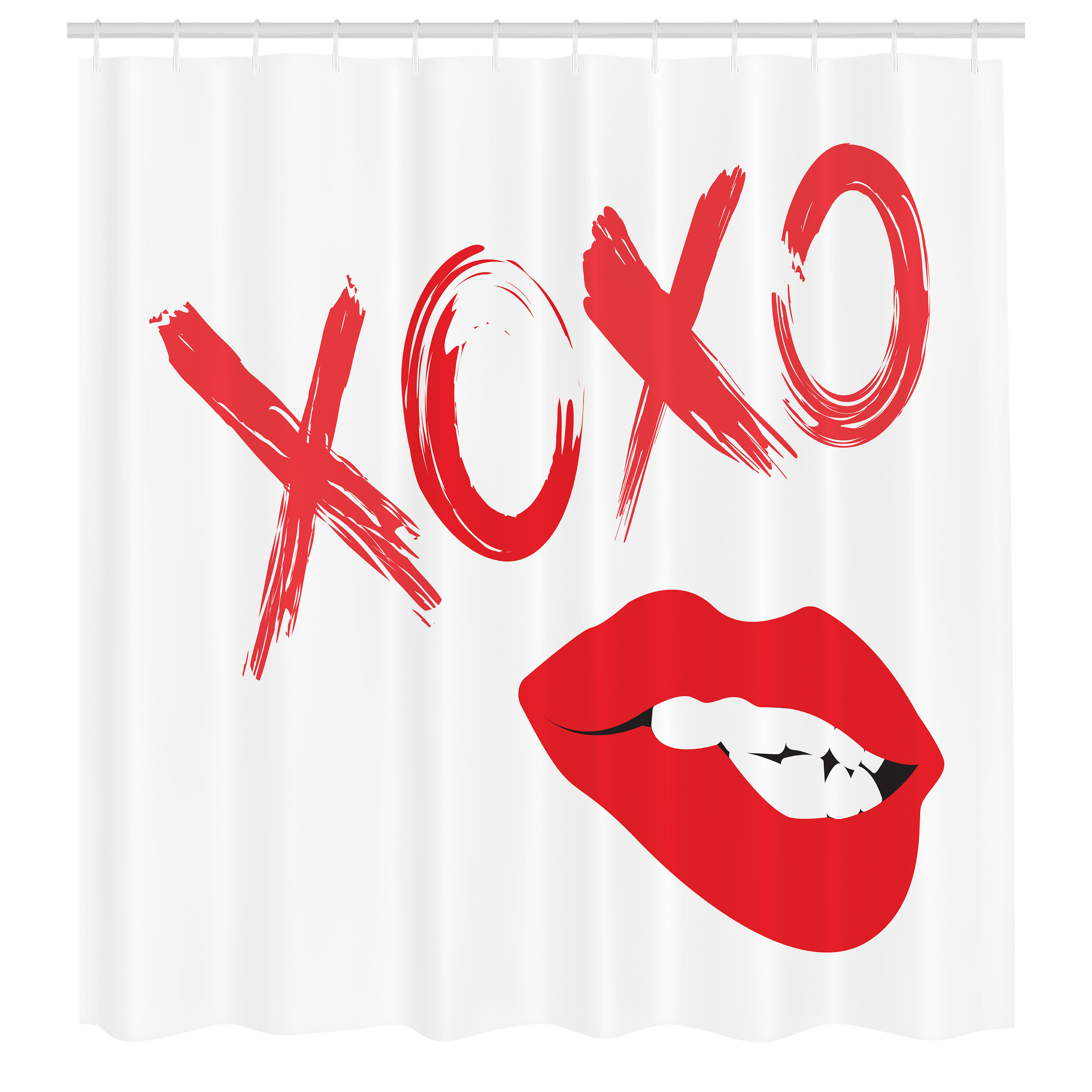 East Urban Home XOXO Shower Curtain Lipsticked Woman Biting Lips Dark ...