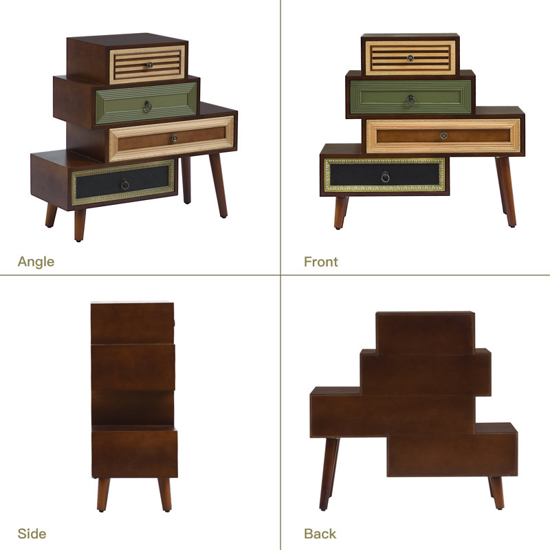 Red Barrel Studio® Fienley Staggered 4-Drawer Cabinet With Artistic ...