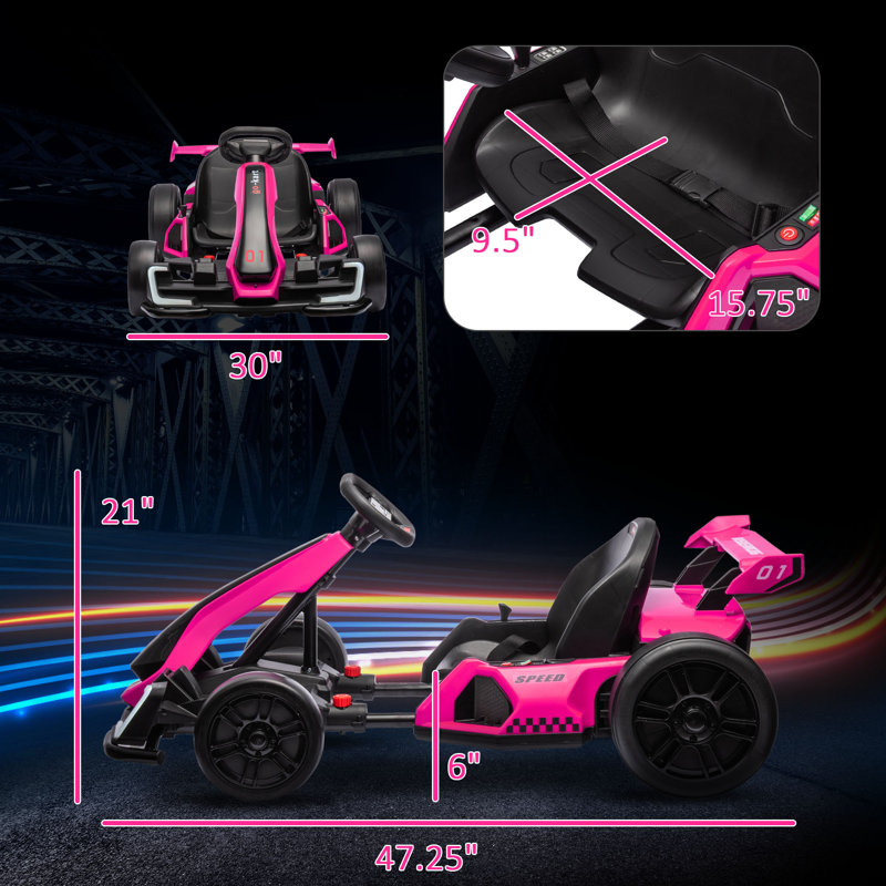 Aosom 24V 7.5 MPH Electric Go Kart with Adjustable Seat, Drifting Car ...