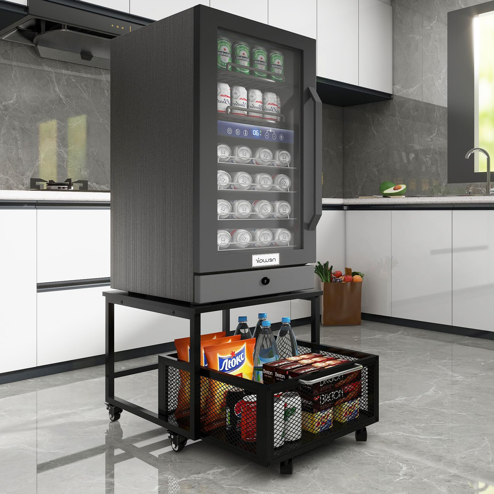 TUHOME FURNITURE LLC Mini Rolling Refrigerator Stand With Locking ...