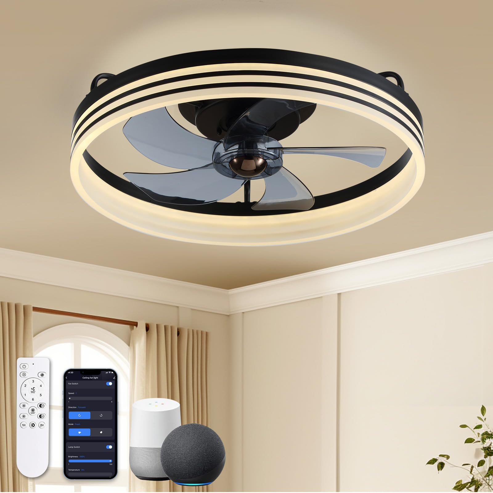 UNIVERSAL WINDOW SOLUTIONS Ceiling Fans With Lights, Smart Ceiling Fan ...