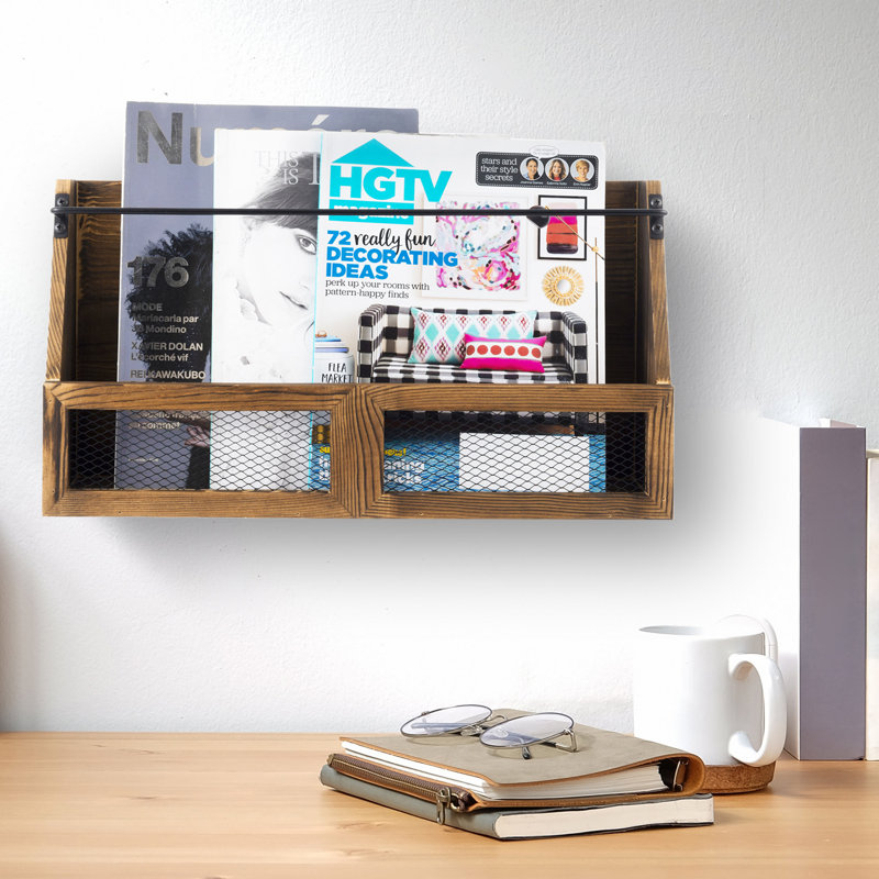 17 Stories Dilyn Solid Wood Free Standing Magazine Rack | Wayfair