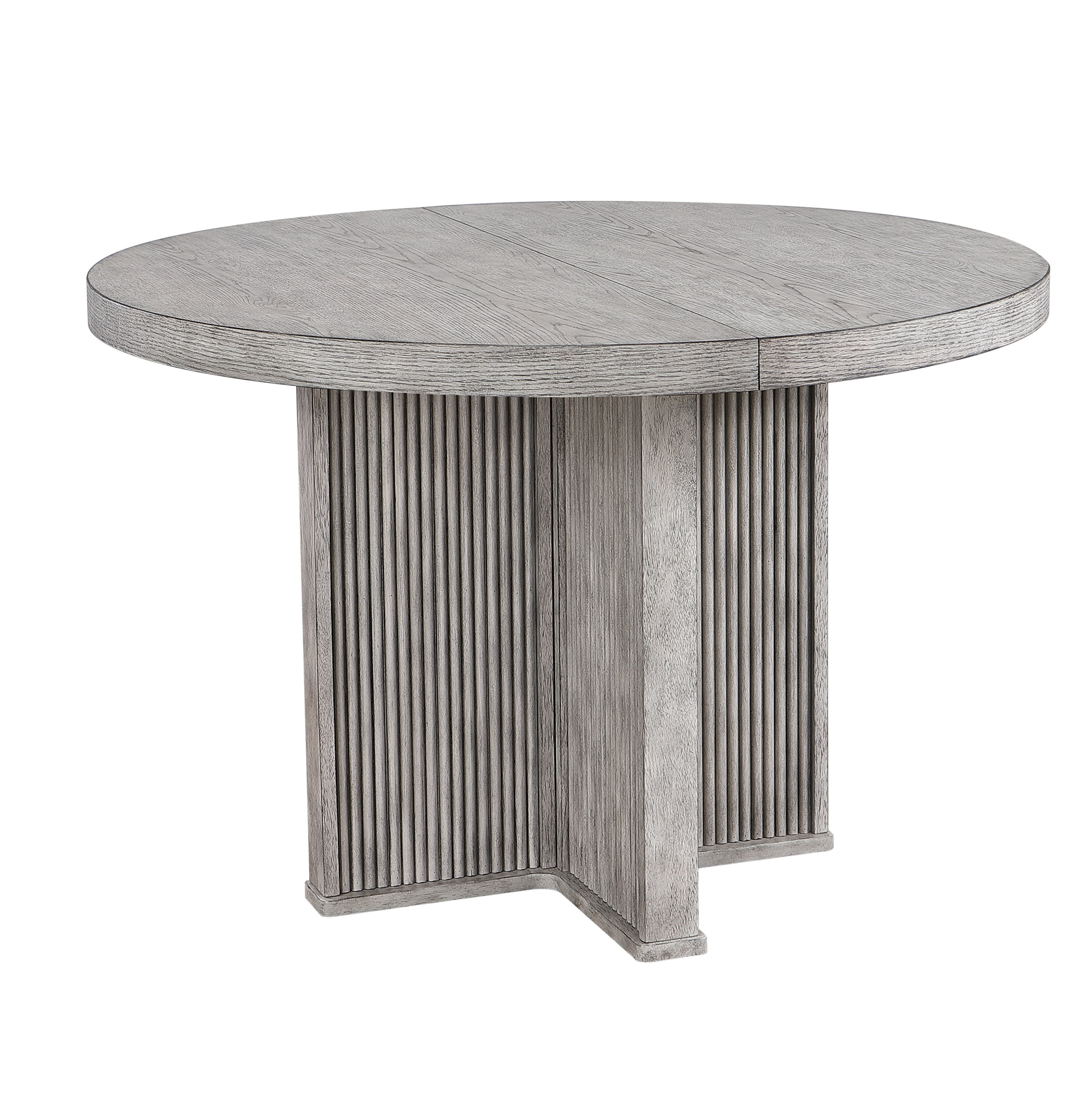 Winston Porter Round Extendable Ripple Dining Table In Dove Grey | Wayfair