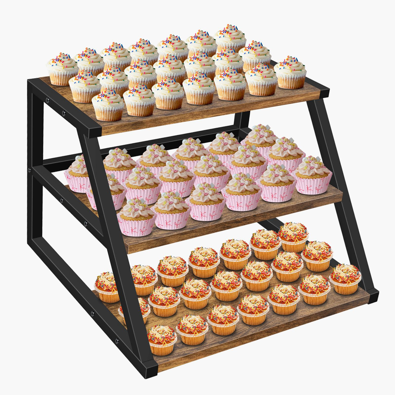 17 Stories Cupcake Stand, 3 Tier Large Cupcake Stand For 50 Cupcakes ...