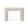 17 Stories Mackenzie Modern Fluted Console Table, Oval Travertine Look ...