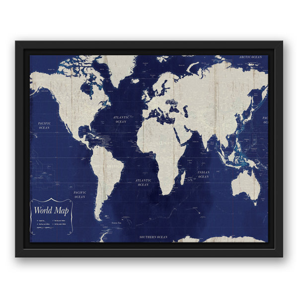 Breakwater Bay " Navy Blue World Map " | Wayfair
