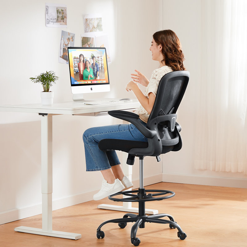 Inbox Zero Laquon Ergonomic Mesh Drafting Chair Tall Office Chair With ...