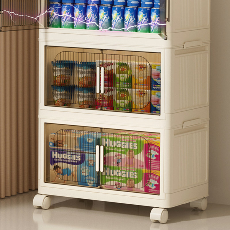 Ebern Designs 4 Tiers Plastic Storage Cabinet with Wheels | Wayfair