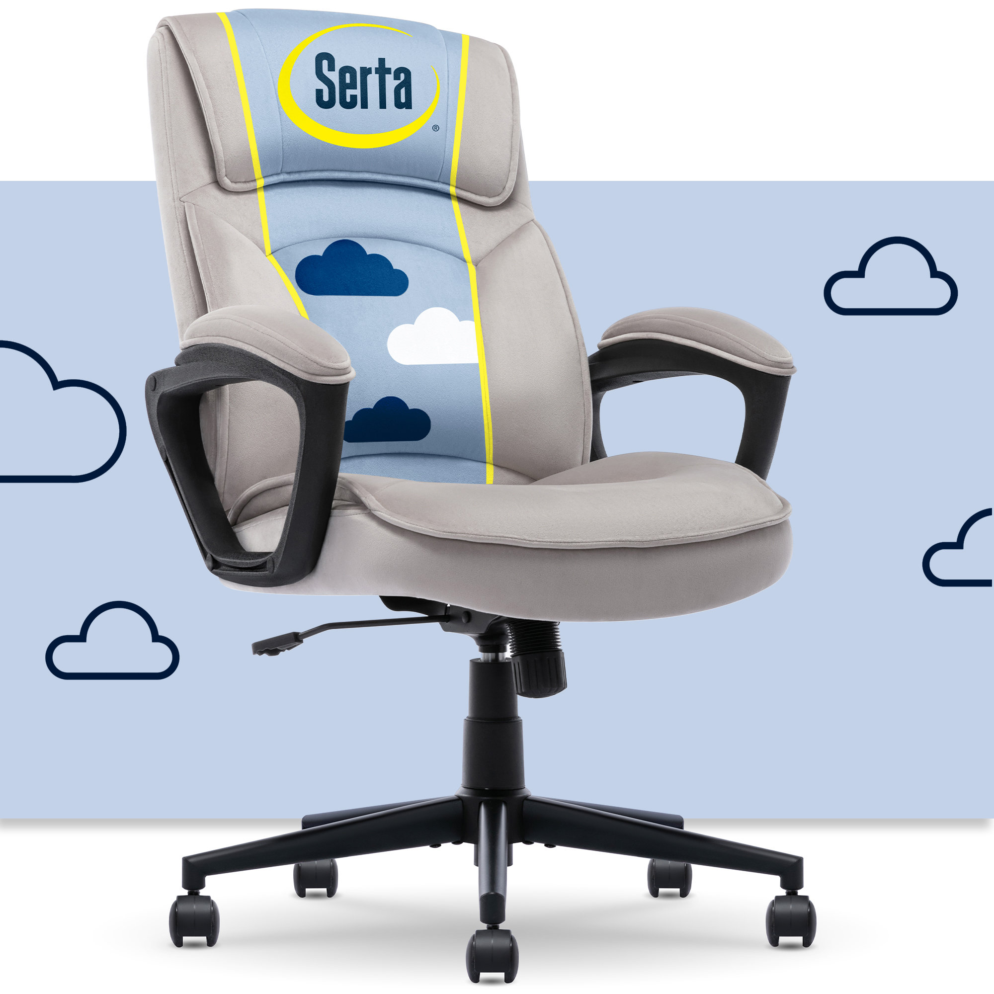 Serta Comfort Classic Office Chair, Ergonomic Lumbar Support, Semi ...