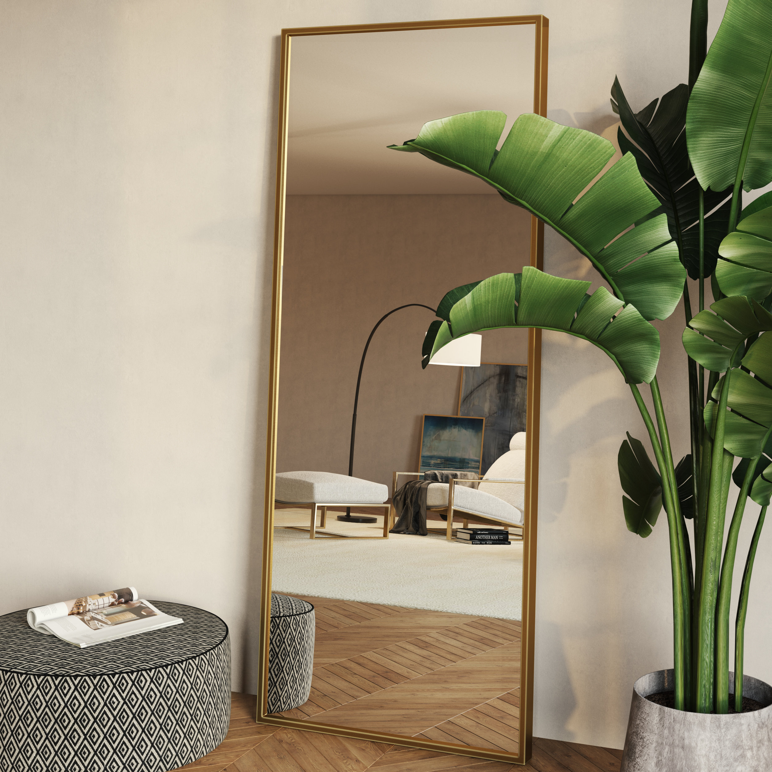 Mercury Row® Bali Rectangular Metal Modern Floor Mirror & Reviews | Wayfair