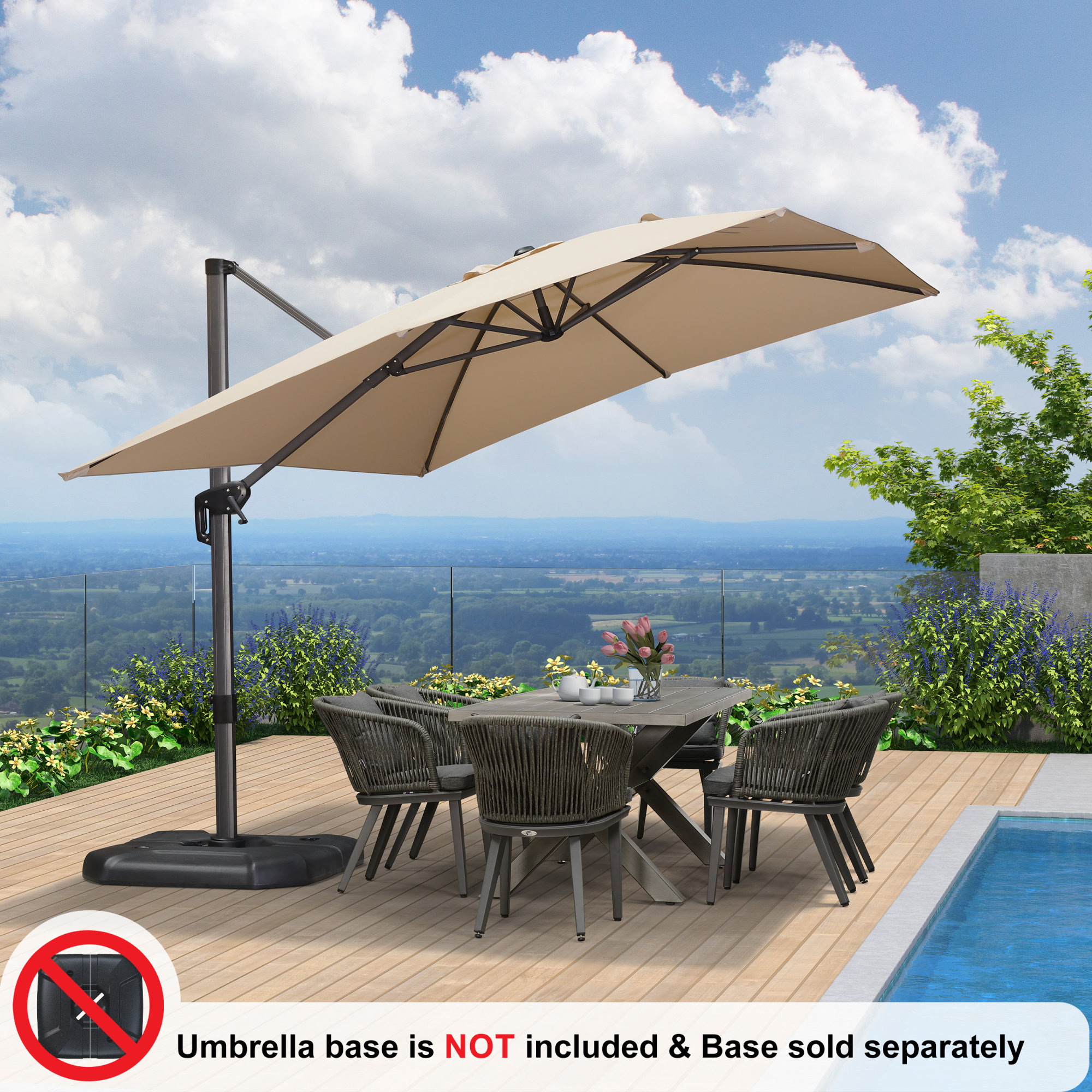 Arlmont & Co. Yatra 11' x 9' Rectangular Cantilever Umbrella Without ...