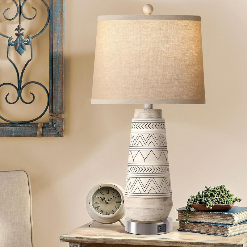 Union Rustic 25“ USB Ports Modern Resin Table Lamp Set Of 2 | Wayfair