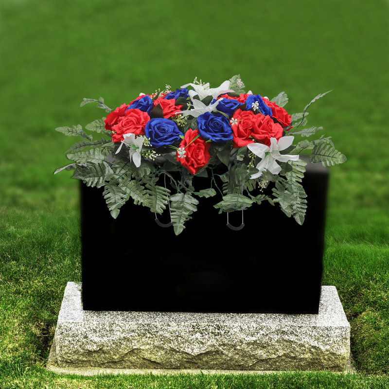 Primrue Memorial Cemetery flower Rose Headstone Spray | Wayfair