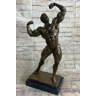 Charlton Home® Bodybuilder Muscle Iron Man Athlete Bronze Statue ...