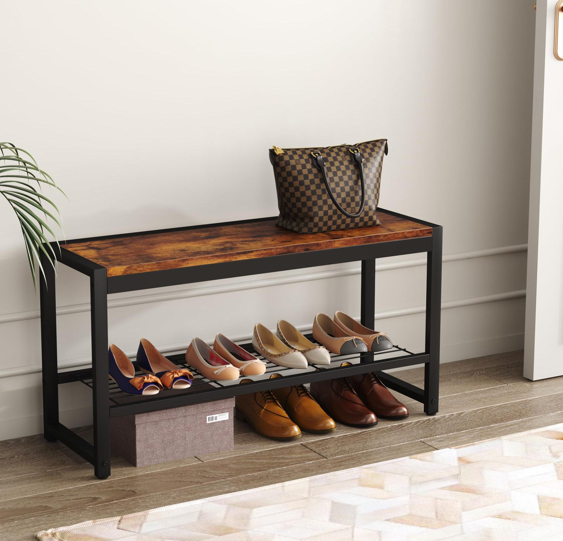 17 Stories Shoe Bench, Modern Industrial Shoe Storage Bench, Entryway ...