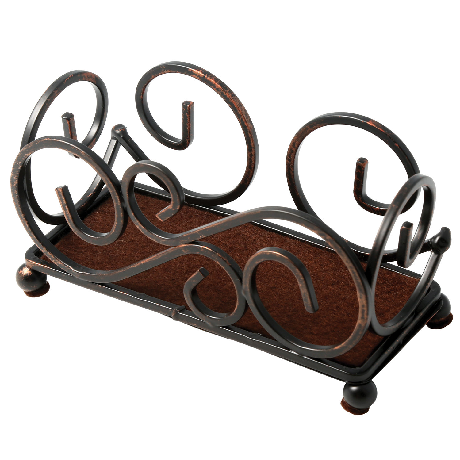 Winston Porter Cast Iron Decorative Bronze Scroll Coaster Holder | Wayfair