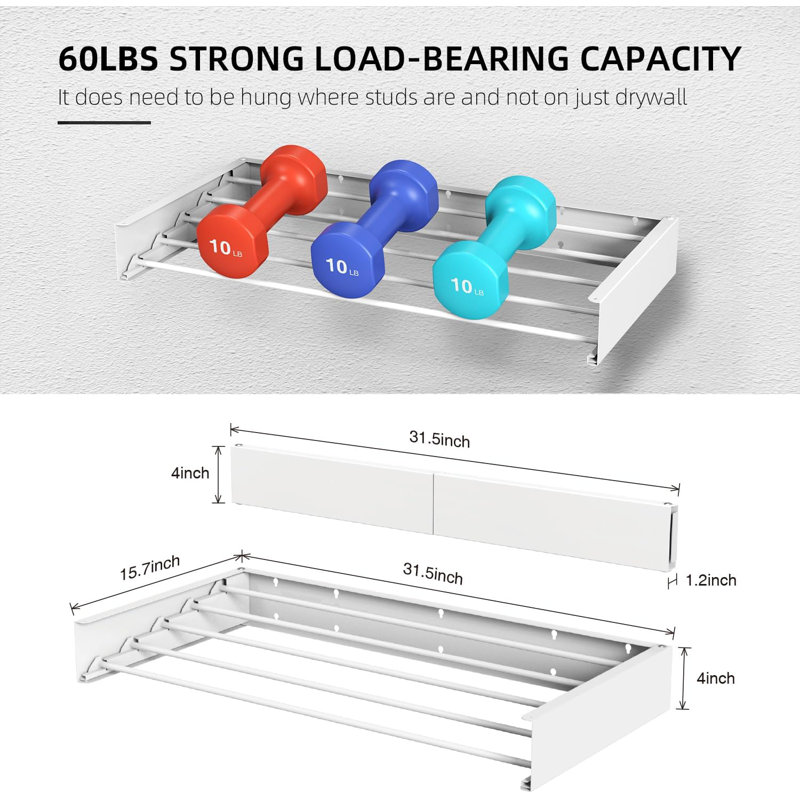 Hoomic Laundry Drying Rack Collapsible, Wall Mounted Drying Rack | Wayfair