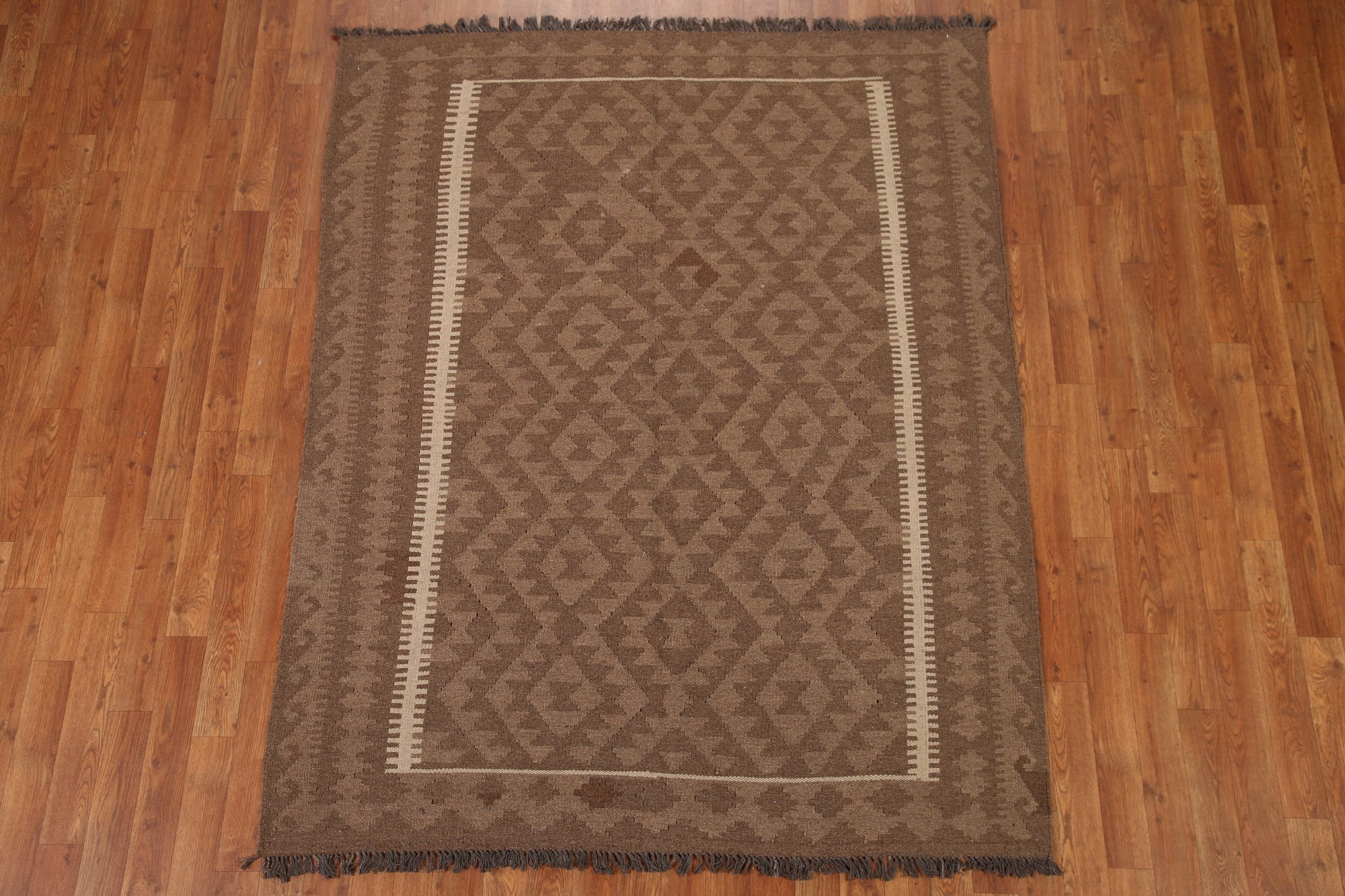 Isabelline Geometric Kilim Wool Area Rug 5x6 | Wayfair