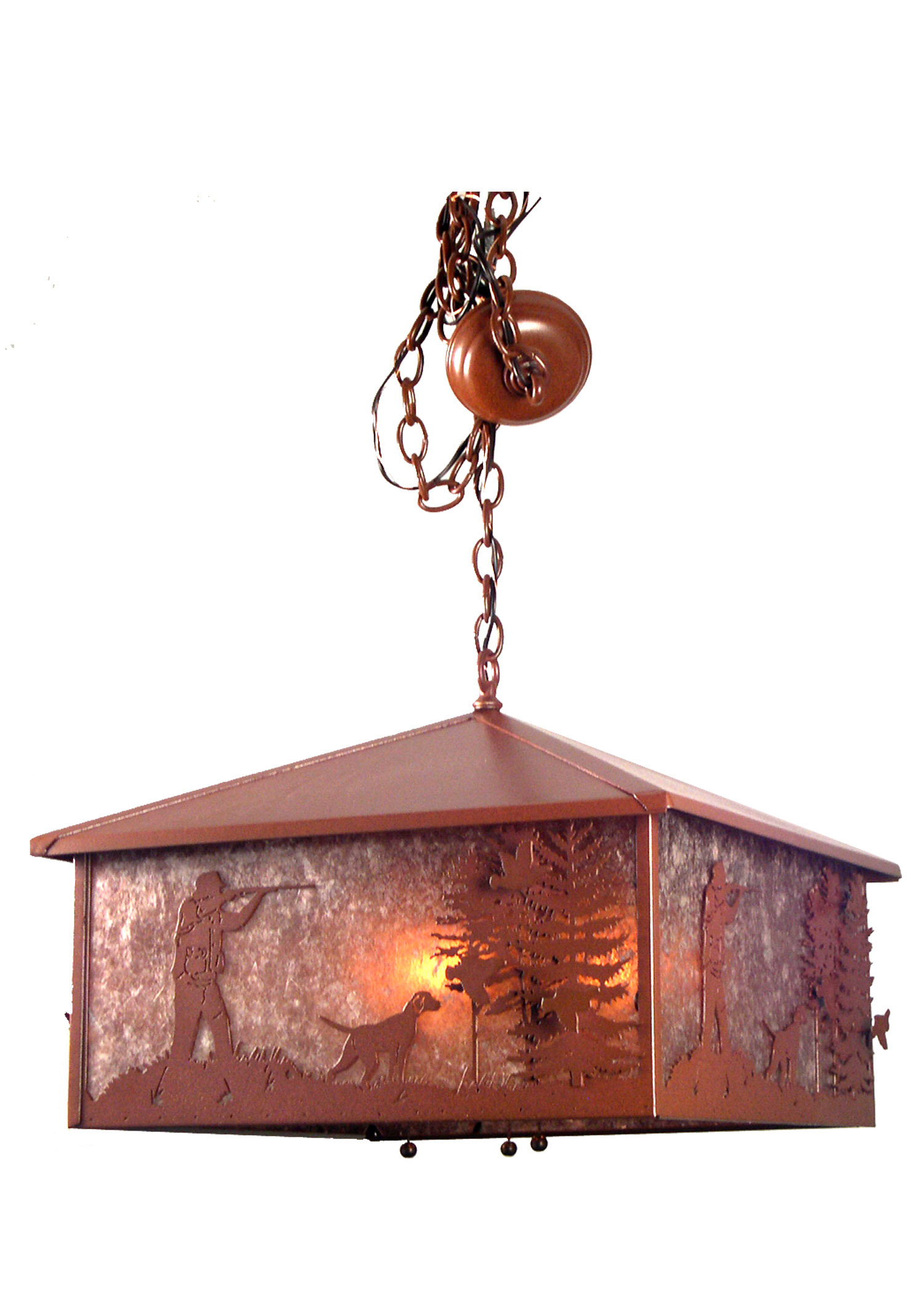 Meyda Lighting Quail Hunter with Dog 3-Light Lantern Chandelier ...