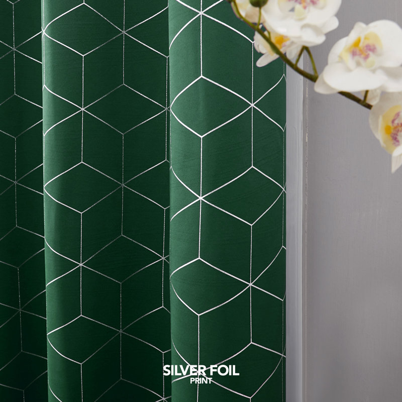 Deconovo Silver Diamond Pattern Curtain Pair | Wayfair