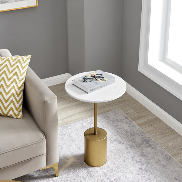 Mercer41 Ibach Midcentury Modern Accent Table with Gold Metal Base and ...