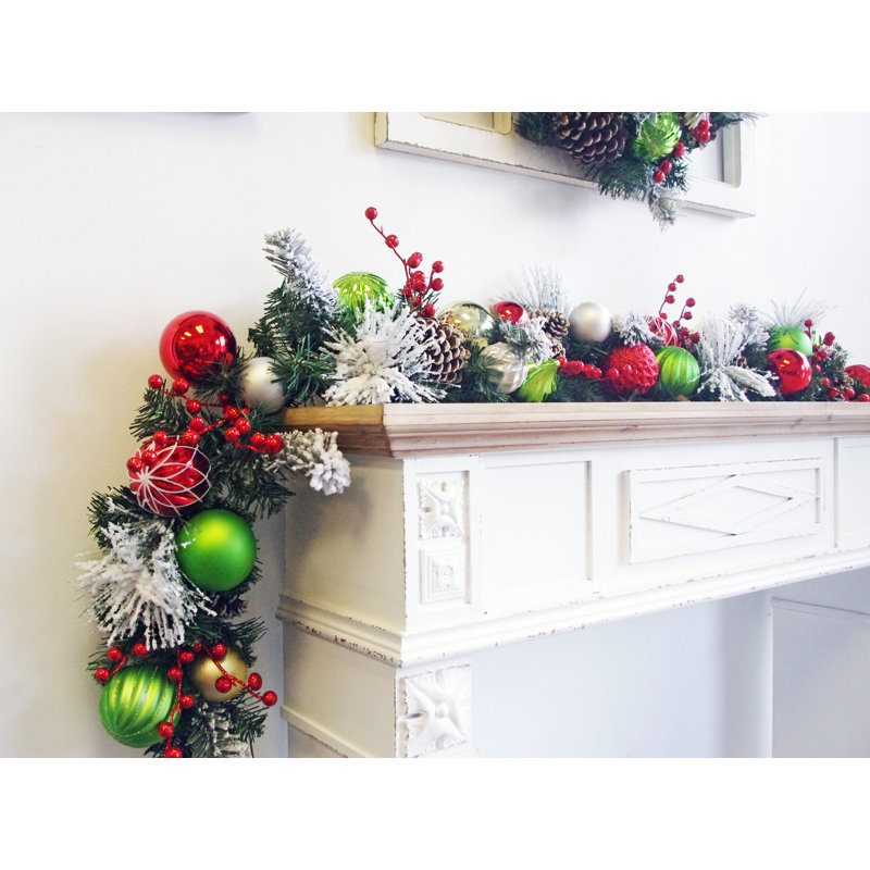 The Holiday Aisle® 6' Deluxe Flocked Ornaments Garland & Reviews | Wayfair
