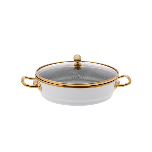Karaca Troy Enamel Induction Shallow Stock Pot with Lid, 20cm | Wayfair ...