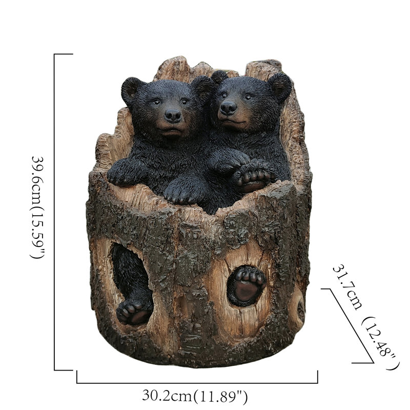 Hi-Line Gift Ltd. Stump Cubs Duo: Playful Polyresin Black Bear Figurine ...