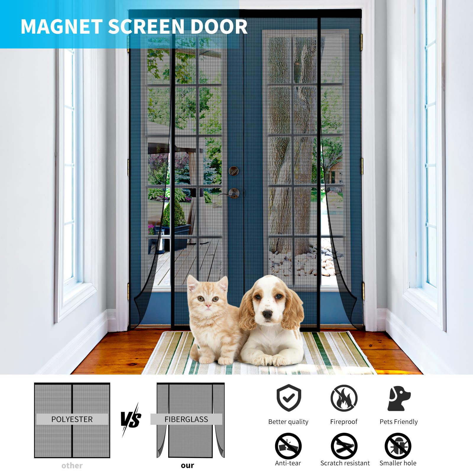 Latitude Run® Magnetic Screen Door Mesh With Super Strong Magnets ...