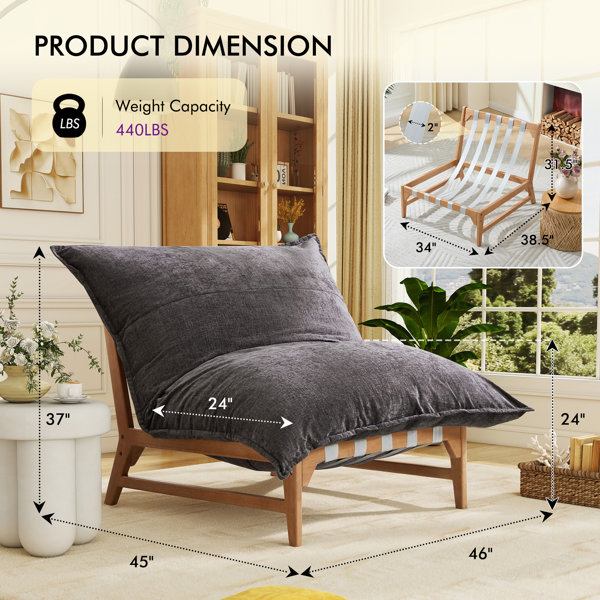 George Oliver Cloud-Like Lounge Chair With Shredded Memory Foam Cushion ...