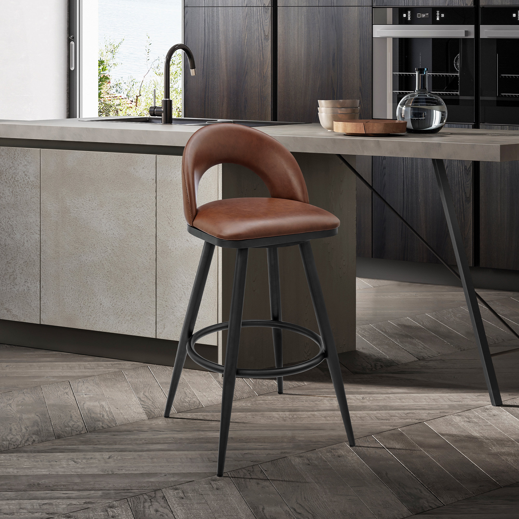 Wade Logan Blaydon Swivel Counter or Bar Height Armless Bar Stool with ...