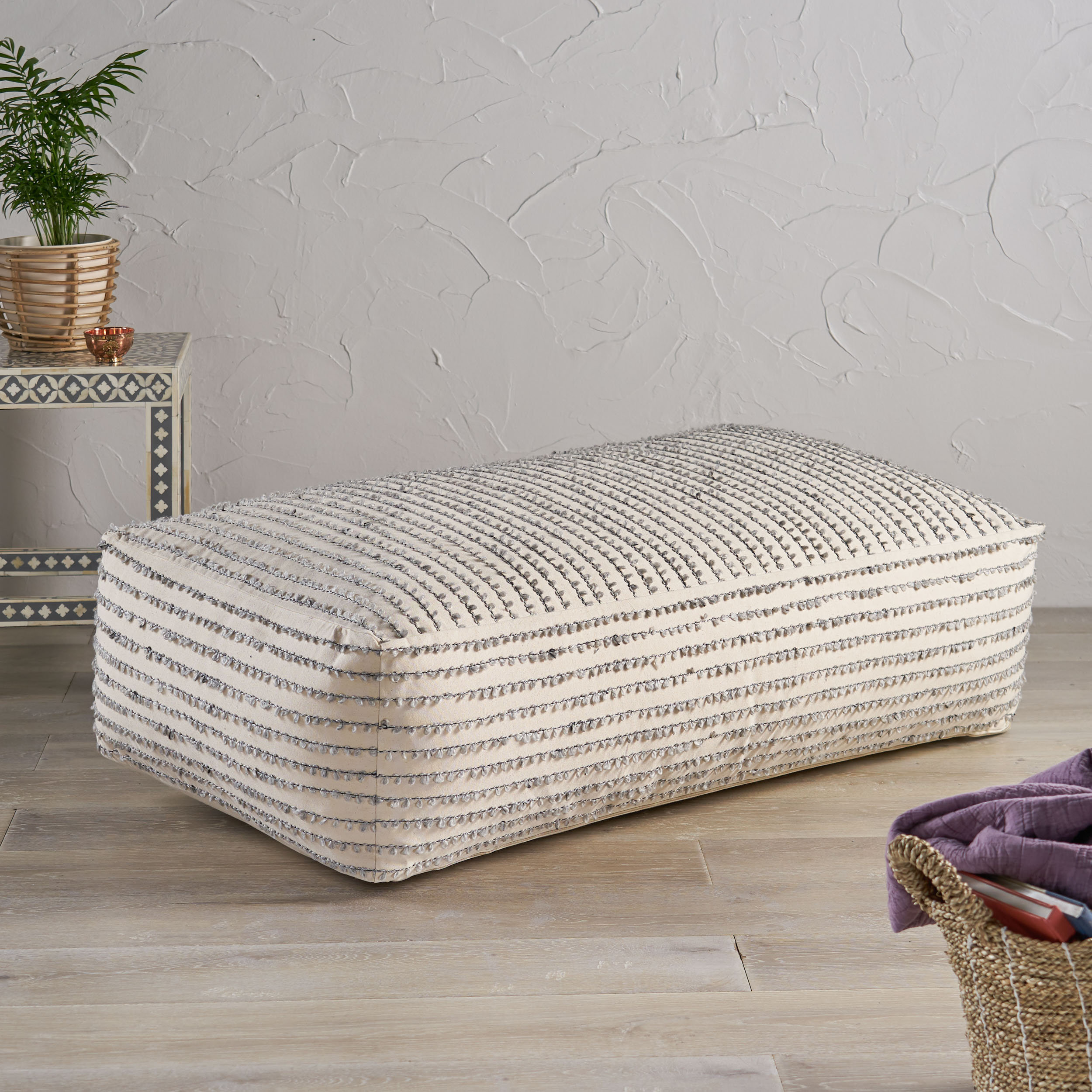 Greyleigh™ Teen Krista 42'' Rectangle Striped Pouf Ottoman & Reviews ...