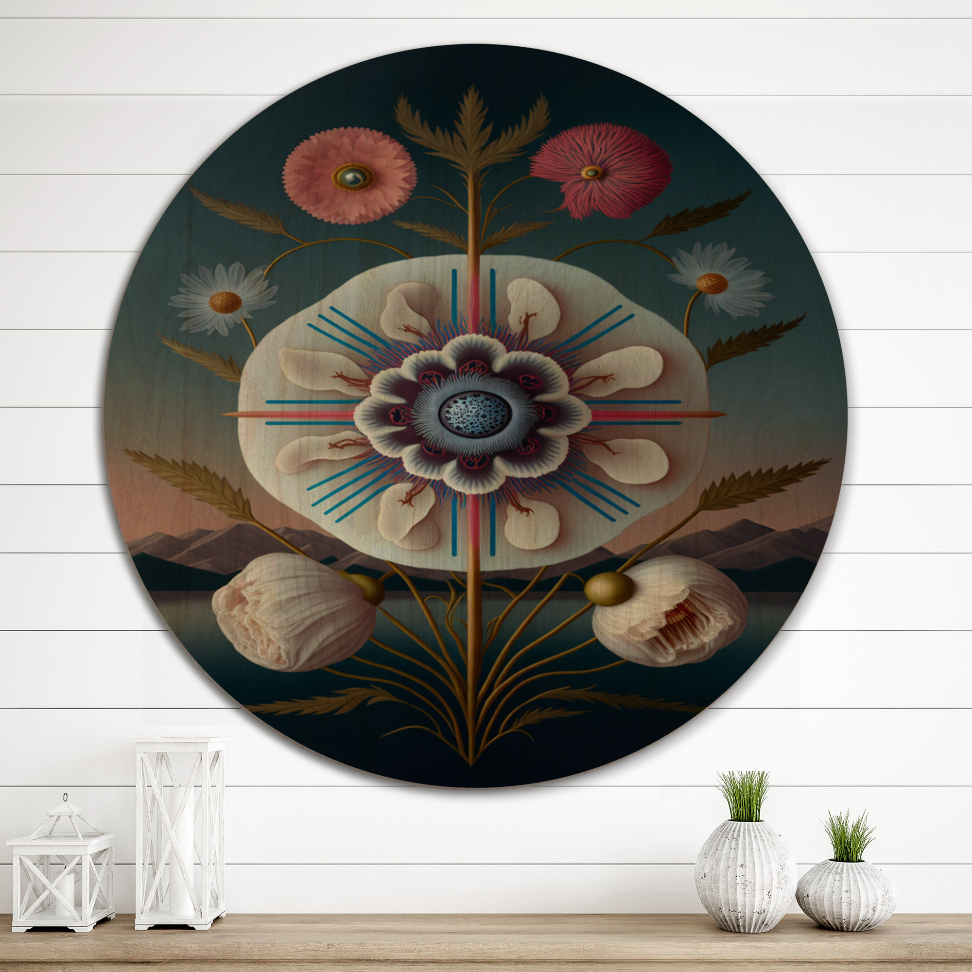 Red Barrel Studio® Blossoming Geometric Flower Art III - Floral Wood ...