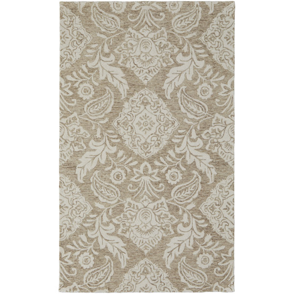 Bungalow Rose Hand Tufted Wool Damask Rug | Wayfair