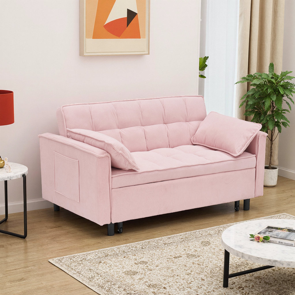 Hokku Designs Twin Size Upholstered Folding Sofa Bed with Removable ...